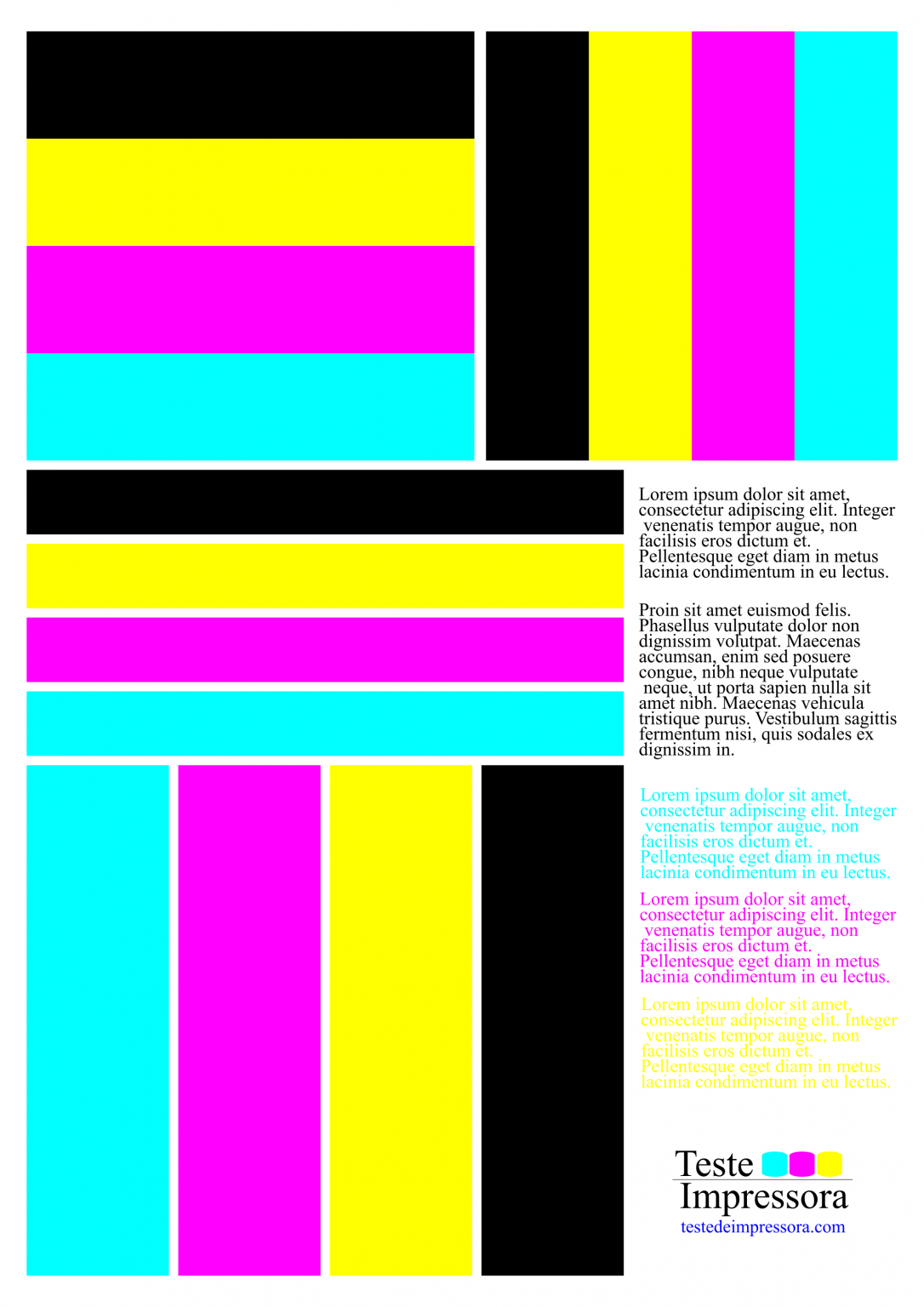 Teste de Impressão Simples CMYK – Cores #01 | Teste de Impressora